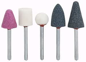 5 pc. GRINDING STONE SET-shank mounted 1/8" - ALUMINUM OXIDE ABRASIVE ...