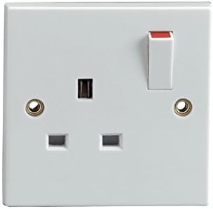 Invero® 2x Pack of 1 Gang 13A Double Pole Single Plug Electric Wall ...