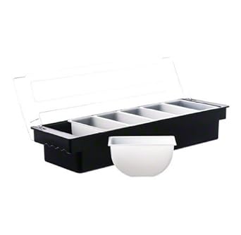 Plastic Condiment Dispenser 6 Compartment Black | Bar Condiment Holder ...