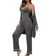 Womens Pajamas Set Fall Winter 3 Piece Loungewear Set Crop Vest Top ...