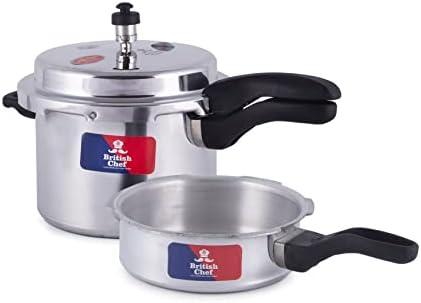 سعر طقم من وعاء طهي سعة 5 لتر + قدر ضغط 3 بريتش شيف فضي فى السعودية ...