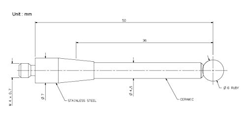 Cmm Probe Tip for CMM Machine Tools Ceramic stem M4 Thread 5mm Diameter ...