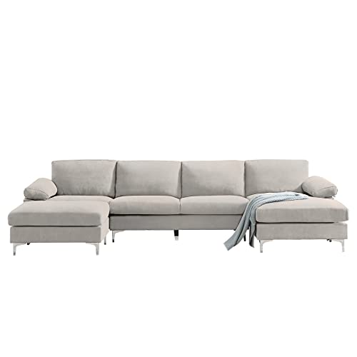 Knowlife Modern Corner Sectional Futon Sofa with Removable Cushions and ...