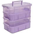 Amazon.com: Everything Mary Plastic Craft Storage Organizer Box, Purple ...
