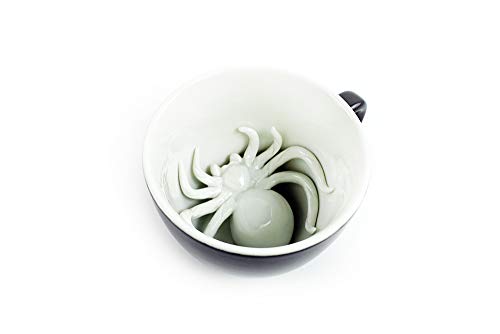 Creature Cups SPIDER Ceramic Cup (11 Ounce, Black Exterior) - Creepy ...