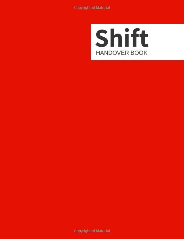 Amazon.com: Shift Handover Book: Red Daily Template Sheets To Record ...