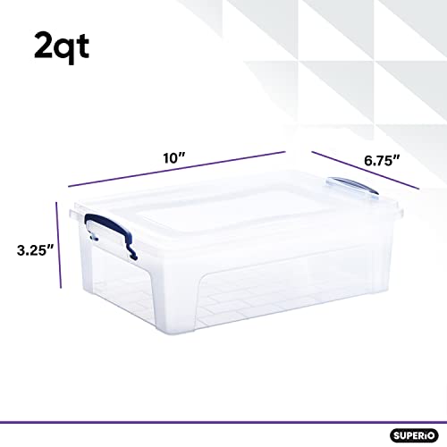 Superio Clear Plastic Storage Bin with Lid and Latches, Organizing ...