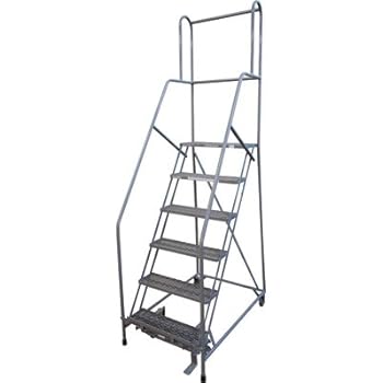 Cotterman (Rolling) Ladder w/CAL OSHA Rail Kit - 70in. Max. Height ...
