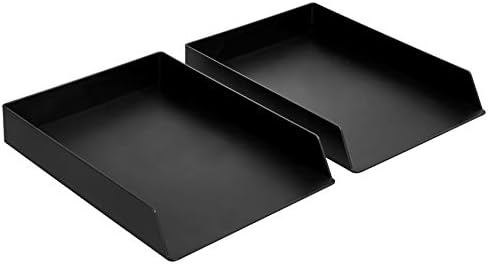 Amazon Basics Plastic Desk Organizer – Letter Tray, Black, 2-Pack ...