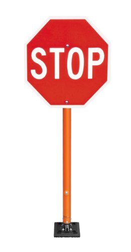 Temporary 24" STOP Sign w/60" Orange Panel & Post Fixed Bottom, Fixed ...