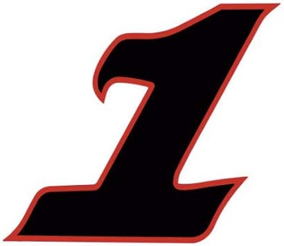 Chiffre 1 un - autocollant sticker noir/rouge voiture moto Taille : 17 ...