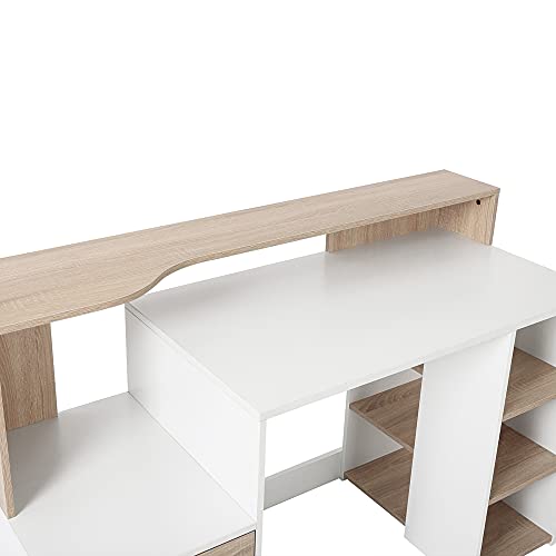 HOMCOM 54" Multi-Level Computer Desk Modern Home Office Writing ...