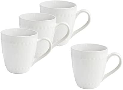 Amazon.com | American Atelier Hamilton Beaded Mugs (Set of 4), Off ...