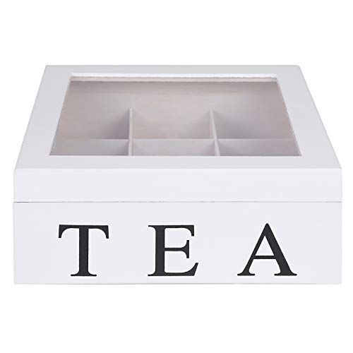 Souarts Wooden Tea Box, Bamboo Wood Tea Leaf Storage Chest with 9 ...