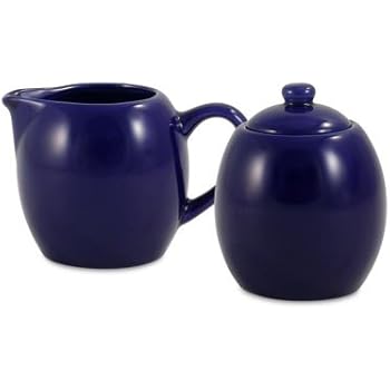 Amazon.com | Royal Blue Ceramic Creamer and Sugar Service Set with Lid ...