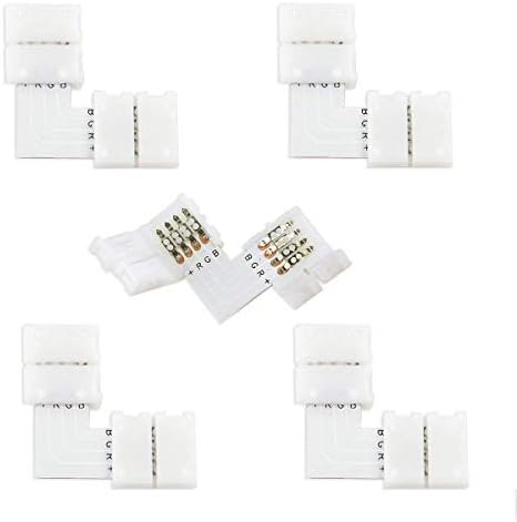 OMALOO 10 Pack 4 Pin L-Shape LED Strip Connector Right Angle Corner ...