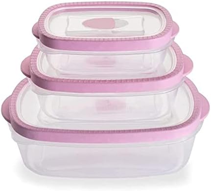 Fresh Food Container, Set of 3, Rectangle, Pink/Clear price in Egypt ...