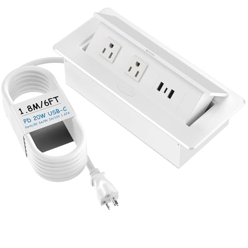 PD 20W USB C Pop up Outlets Desk Recessed Power Strip with USB,2 USB-A ...