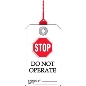 Plastic Duro-Tag Stop Do Not Operate Safety Tag - 5-3/4" x 3-3/8 ...