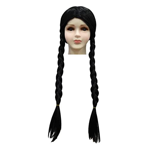 Duwseal Kids Wednesday Addams Wig Wednesday Cosplay Wig Black Hair ...