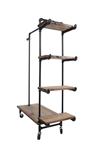 Newtech Display IND-R4/BLK Single Rack with 4 Wood Shelves, Black ...