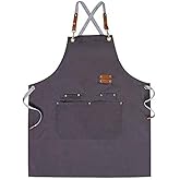 Amazon.com: Chef Apron,Cross Back Apron for Men Women with Adjustable ...