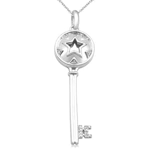 Amazon.com: Sterling Silver Star Key Diamond Pendant Necklace (0.01 ...