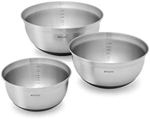 Brabantia Mixing Bowl Set of 3 Graduated Bowls with Silicone Base, 1 l ...