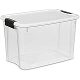 Sterilite 30 Quart Ultra Clear Plastic Stackable Storage Tote Container ...