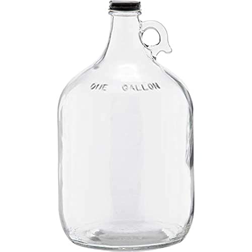1 Gallon (128oz) Glass Fermenting Jug with Handle, Black Polyseal Lid ...