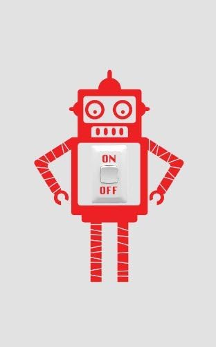 Urbandecal Cute Robot ON/OFF Switch Button Wall Sticker Decal: Amazon ...