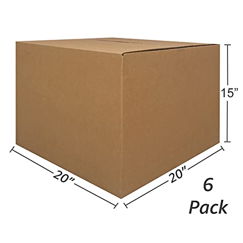Large Moving Boxes (6 Pack) 20x20x15-inches Packing Cardboard Box ...