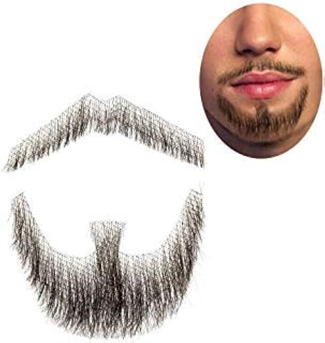 ExGizmo Human Hair Full Realistic Hand Tied Lace Fake Mustache Goatee ...