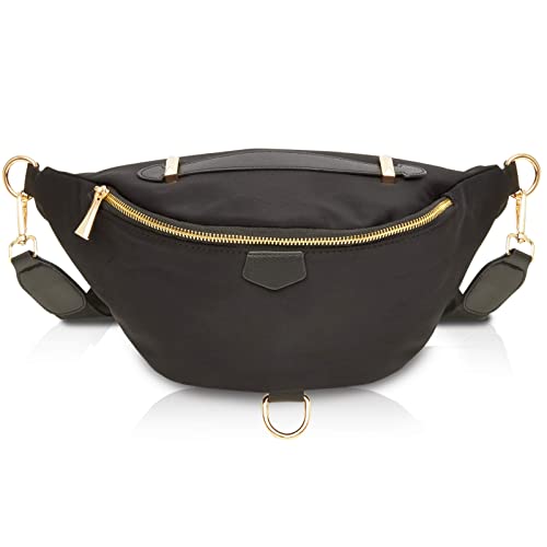 Black Oversized Fanny Pack, Plus Size Crossbody Bag with Adjustable ...
