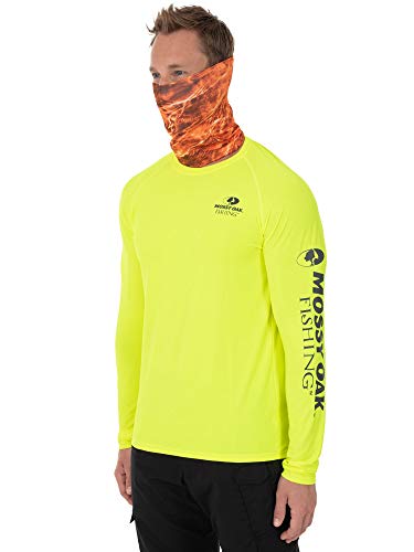 Mossy Oak Men's Long Sleeve Performance Fishing Shirt with Gaiter, X ...