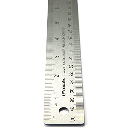 Officemate Classic Stainless Steel Metal Ruler, 15 inches with Metric ...