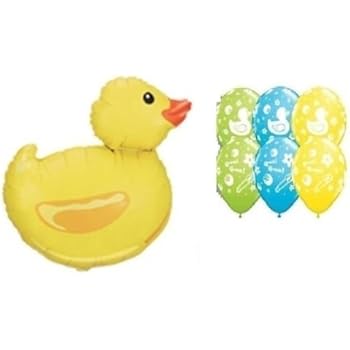 Amazon.com: 15 Latex Balloons ~ Rubber Ducky Baby Shower: Toys & Games