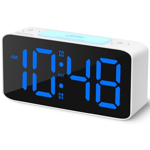 Small LED Digital Alarm Clock with Snooze, Easy to Set, 4 Levels Dimmer ...