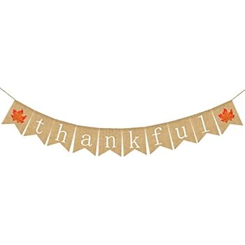 Amazon.com: Thankful Burlap Banner | Thankful Burlap Wall Banner ...