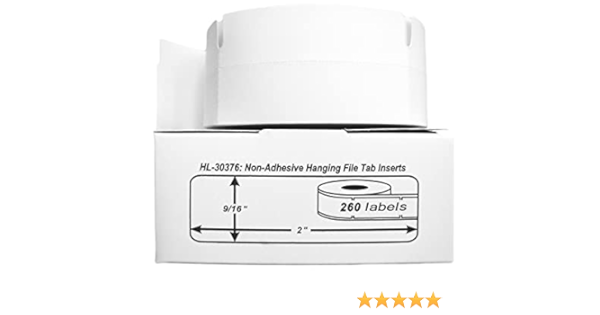 Fees free!! DYMO 30376 - Thermal Hanging File Tab Inserts 9 16" x 2" 10 ...