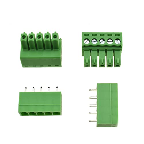 Hahiyo PCB Screw Male Female 300V 10A Terminal Block Mount 5pins 3.5mm ...