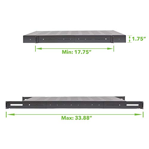 Navepoint 1U 19-Inch Fixed 4-Post Rack Mount Server Shelf with ...