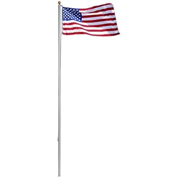 Amazon.com : Aluminum Telescoping Flagpole Kit with USA Flag, 20ft ...
