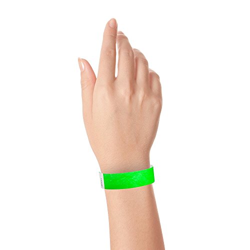 WristCo Neon Green 3/4" Tyvek Wristbands - 500 Pack Paper Wristbands ...