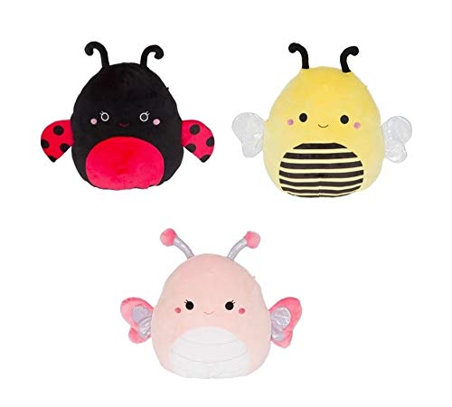 Squishmallow kellytoy Set of 3 Bugs Life 5" Bee Butterfly Ladybug Mini ...