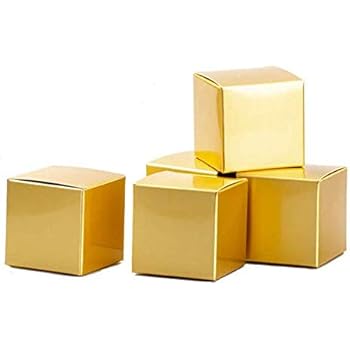 Amazon.com: Metallic Gold Boxes with Lids 4" X 4" X 4" | Quantity: 25 ...