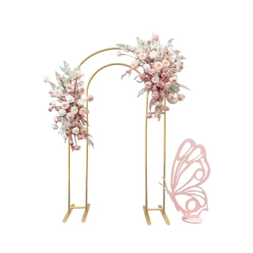 Gold Round Top Double Arch Wedding Backdrop Stand, Arch Backdrop Frame ...