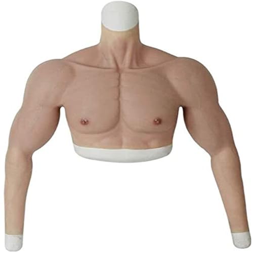 ZIJINGM Male Chest Silicone Muscle Suit Realistic Fake Muscle Half Body ...