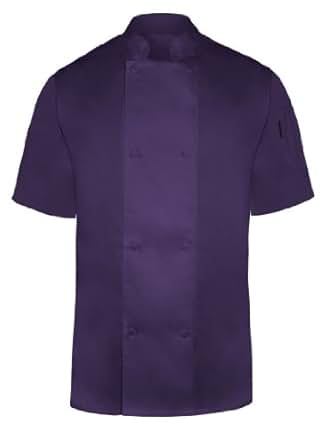 Amazon.com: Newchef Fashion Purple Chef Jacket Short Sleeves Men: Clothing