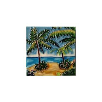 Amazon.com: Palm Tree Decorative Ceramic Wall Art Tile 4x4: Home & Kitchen